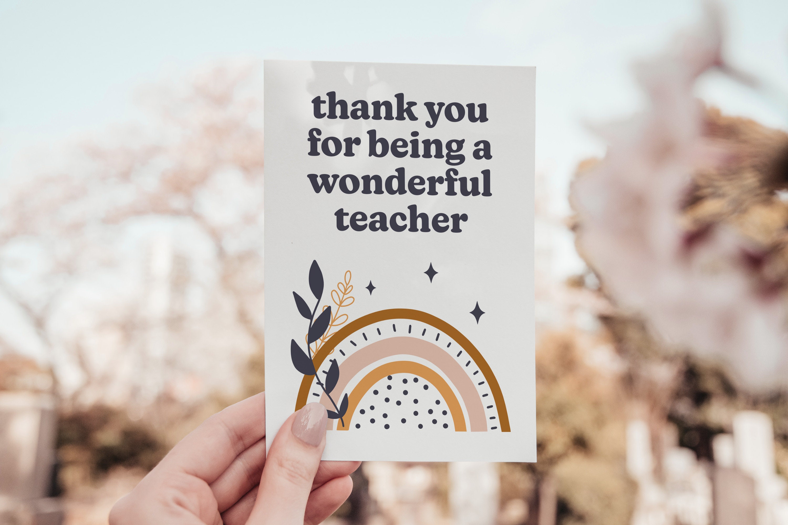 Teacher Thank You Card PRINTABLE Thank You for Being A Wonderful ...
