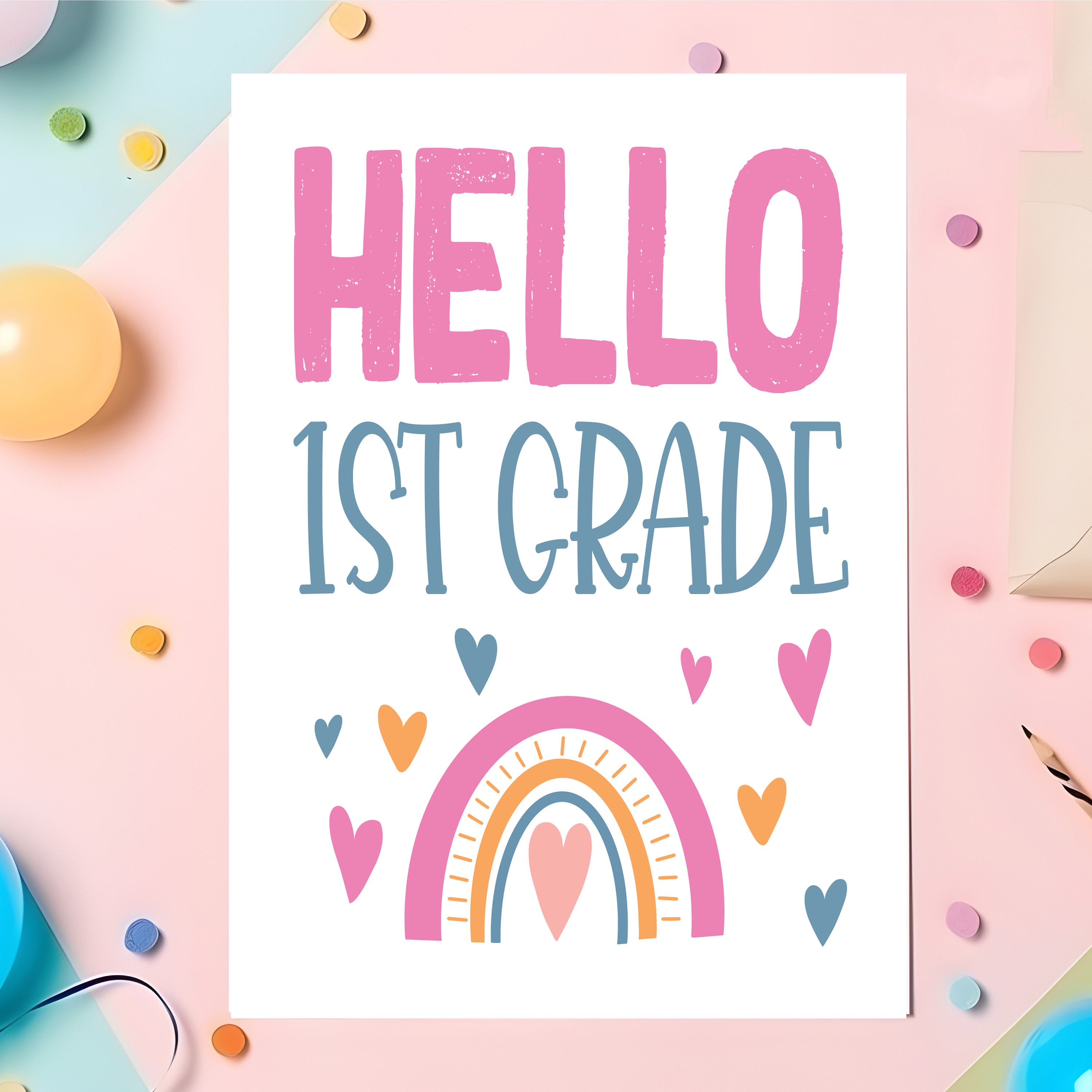 First Grade Card PRINTABLE Back to School Card First-grader, Cute 1st ...