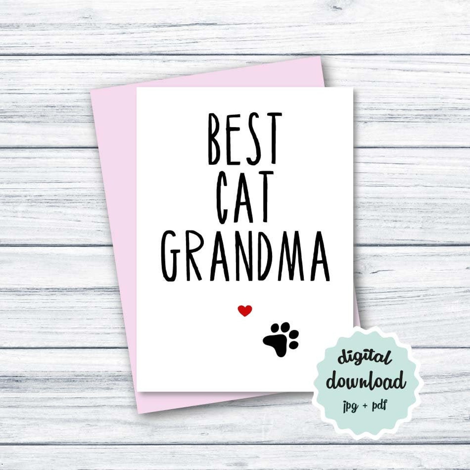 Best Cat Grandma Card PRINTABLE Cat Sitter Thank You Card, Cute ...