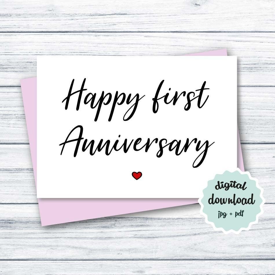 1st Anniversary Card PRINTABLE Happy First Anniversary Card - Etsy