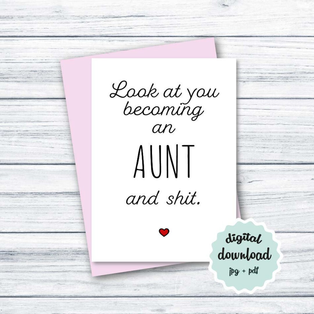 Baby Announcement Card Aunt to Be PRINTABLE Becoming an Aunt Card ...