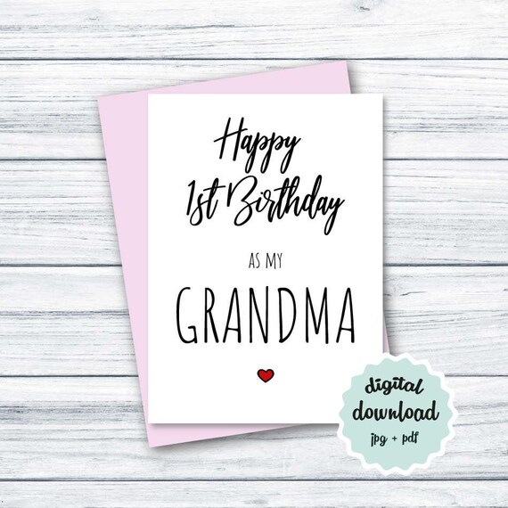 New Grandma Birthday Card PRINTABLE 1st Birthday as My Grandma | Etsy