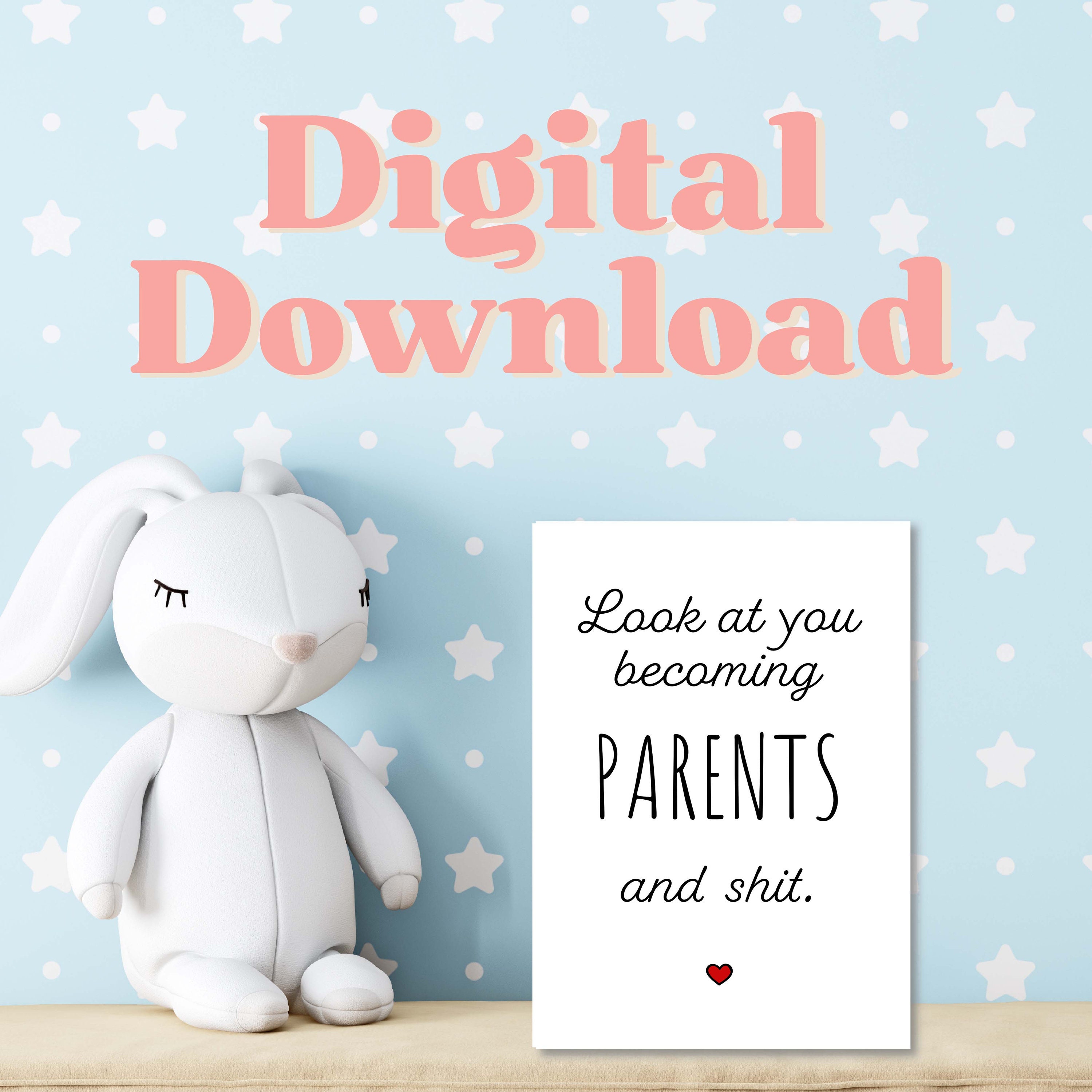 Baby Card PRINTABLE, New Parents Card, Becoming Parents and Shit, Birth ...