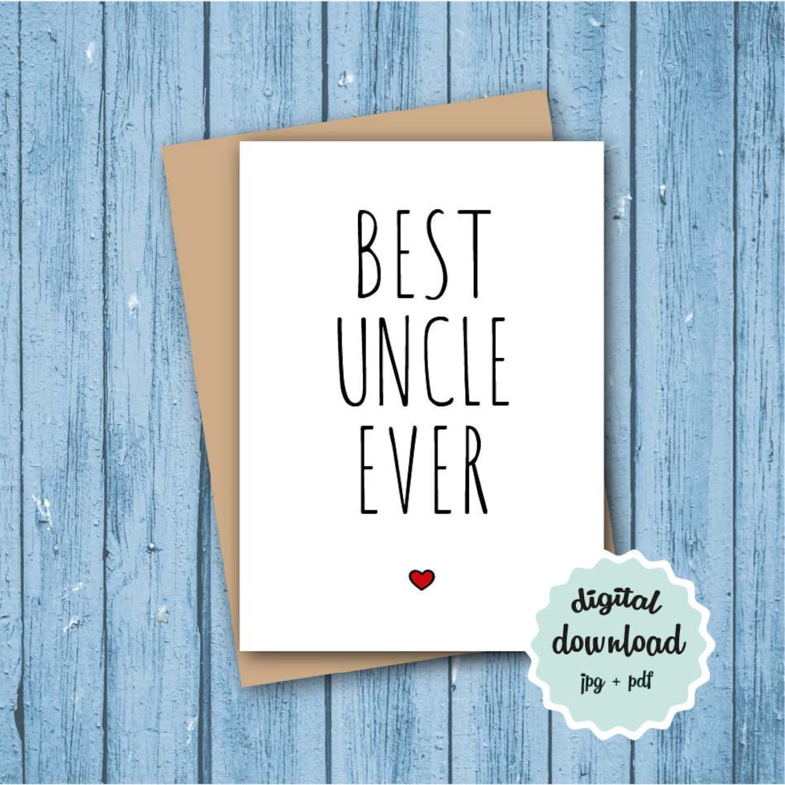 Best Uncle Ever PRINTABLE Birthday Card Minimalist DIGITAL - Etsy