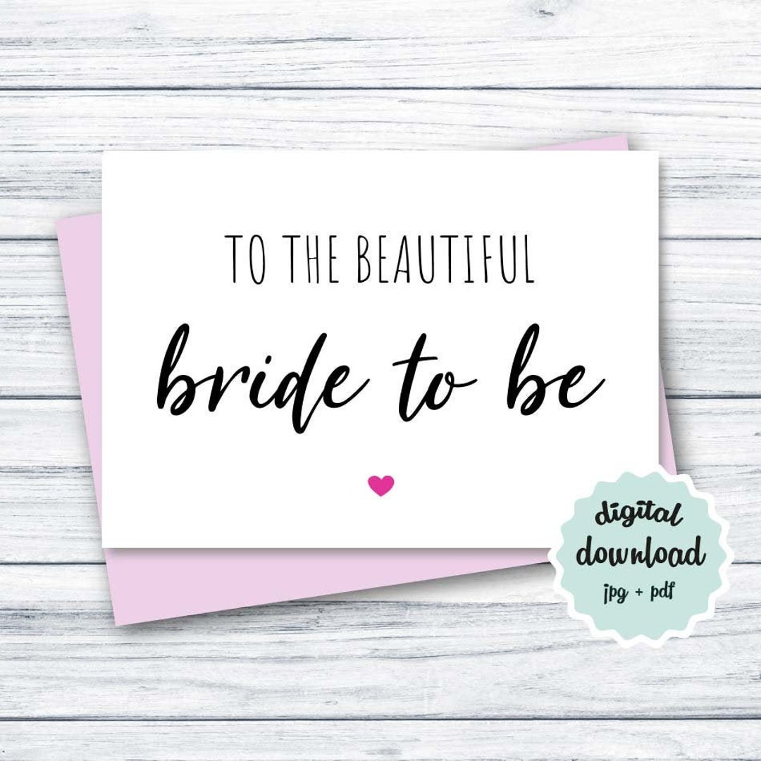 Bride to Be Card, Bridal Shower Card PRINTABLE Wedding Shower Card ...