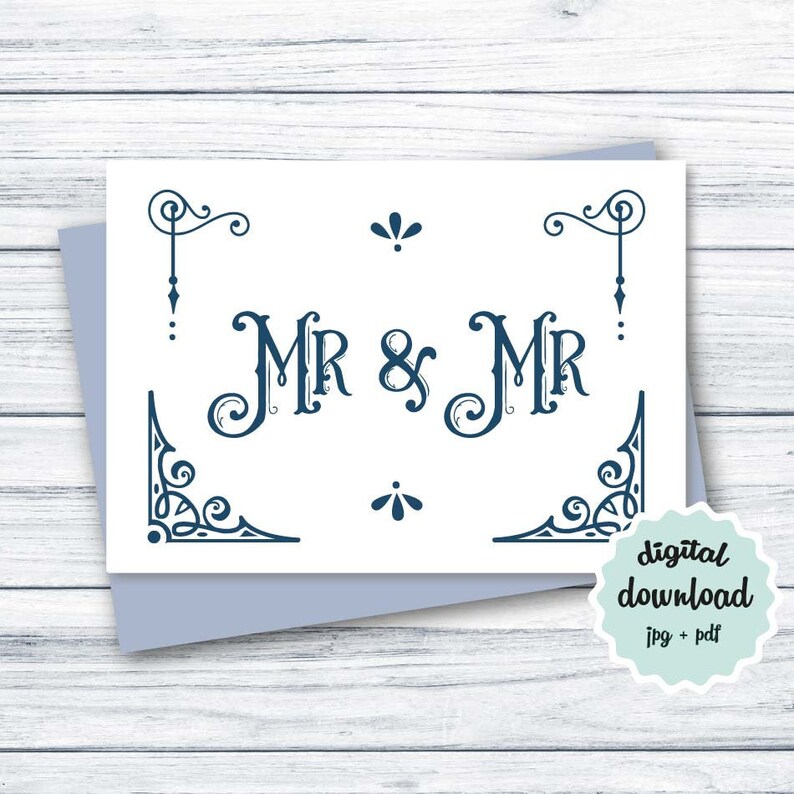 Gay Wedding Card PRINTABLE Mr & Mr Wedding Card, Gay Couple Wedding ...