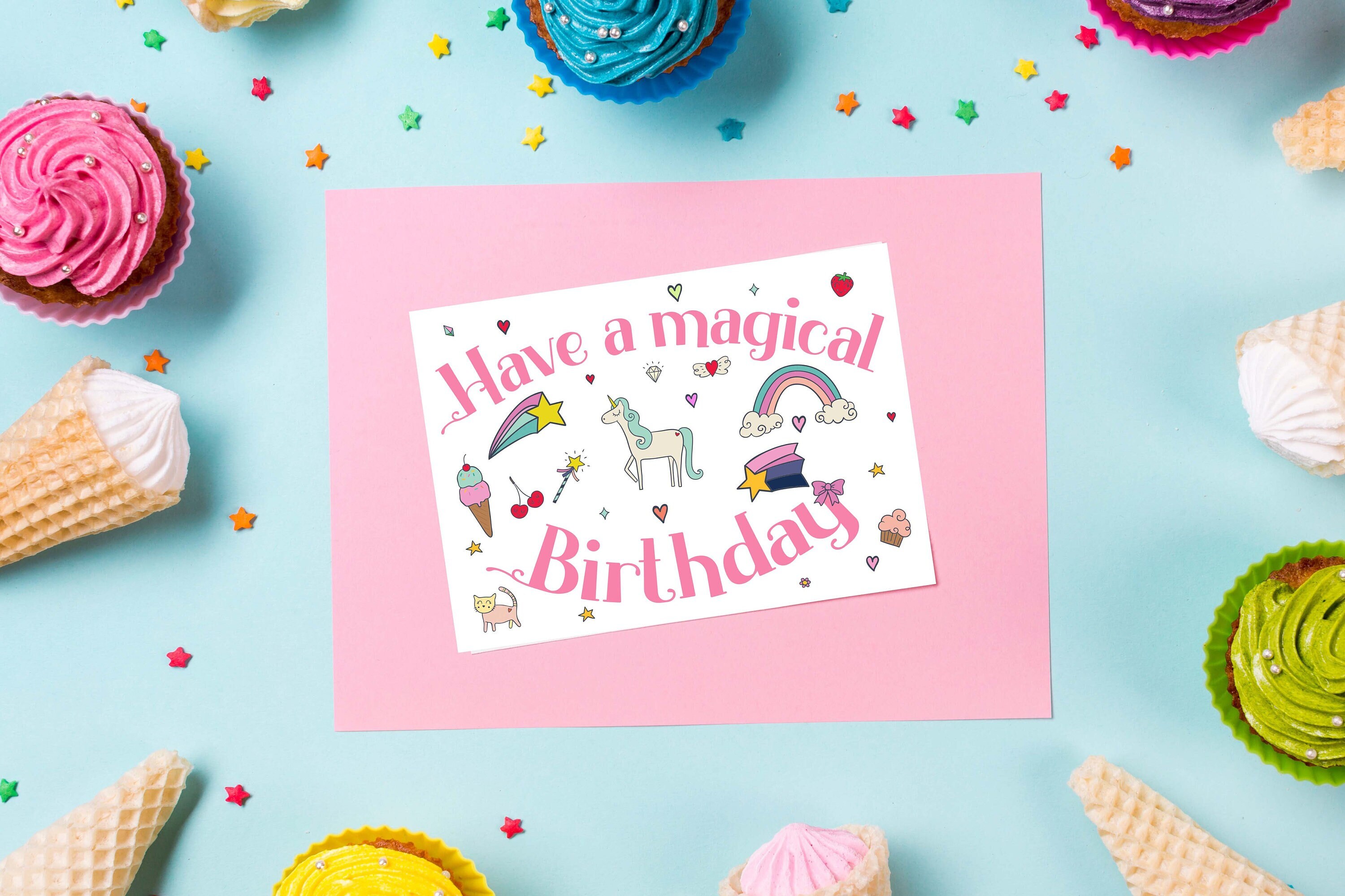 Unicorn Birthday Card PRINTABLE Cute Birthday Card for Girl - Etsy