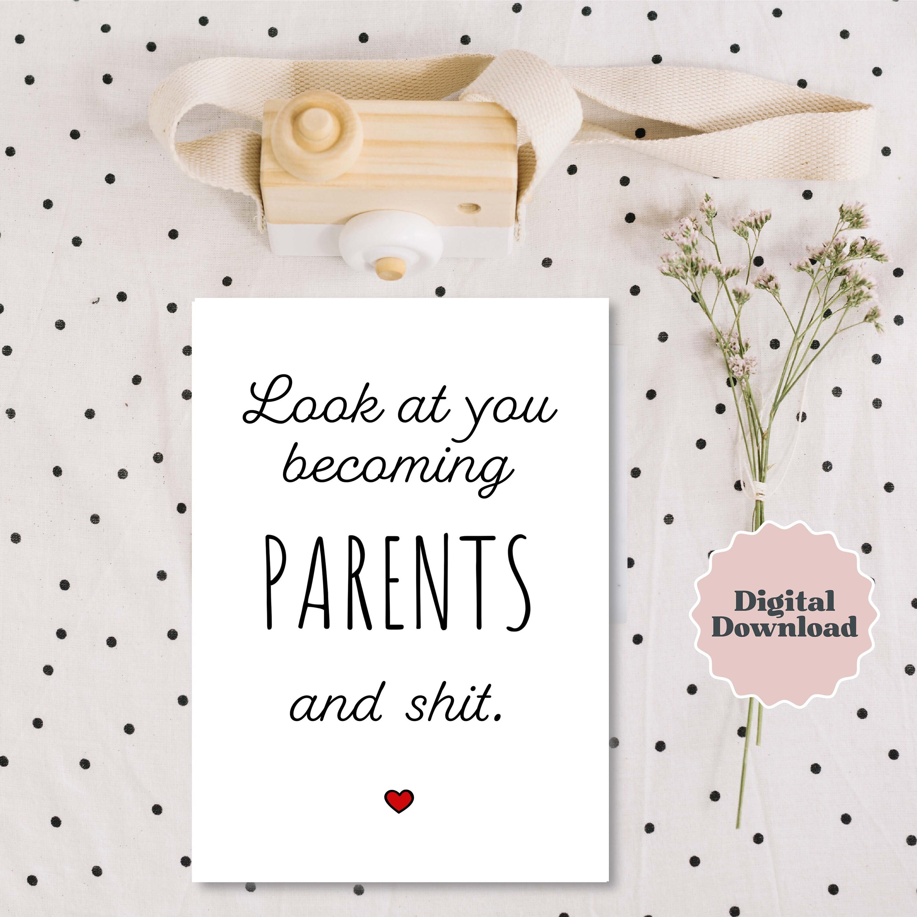 Baby Card PRINTABLE, New Parents Card, Becoming Parents and Shit, Birth ...