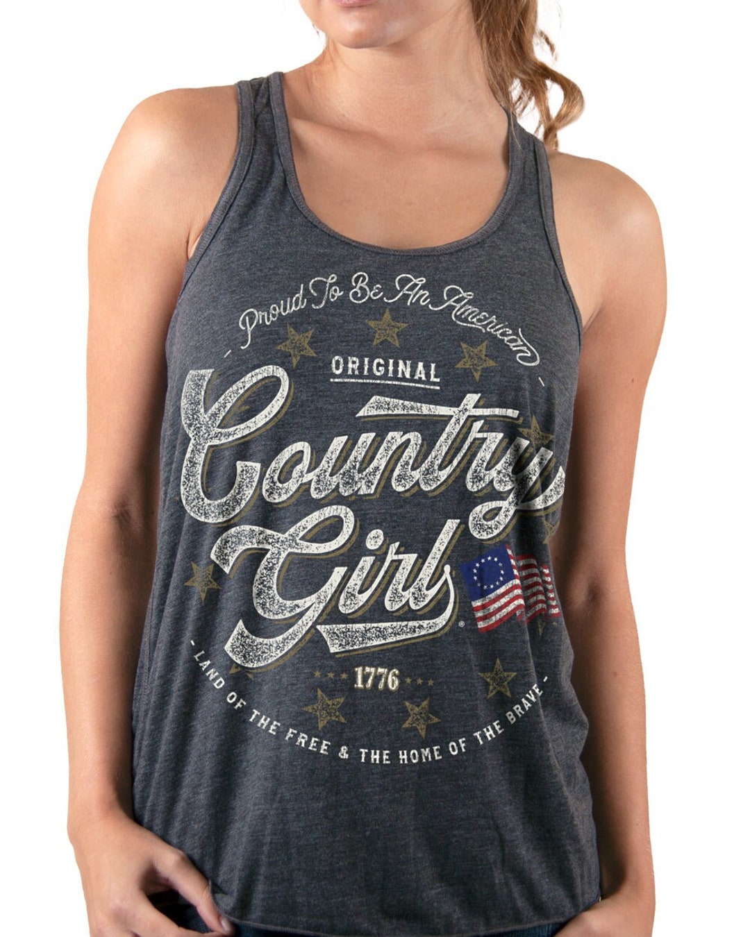 Country Girl® Tank Top, Proud to Be an American Flag Women's Flowy ...