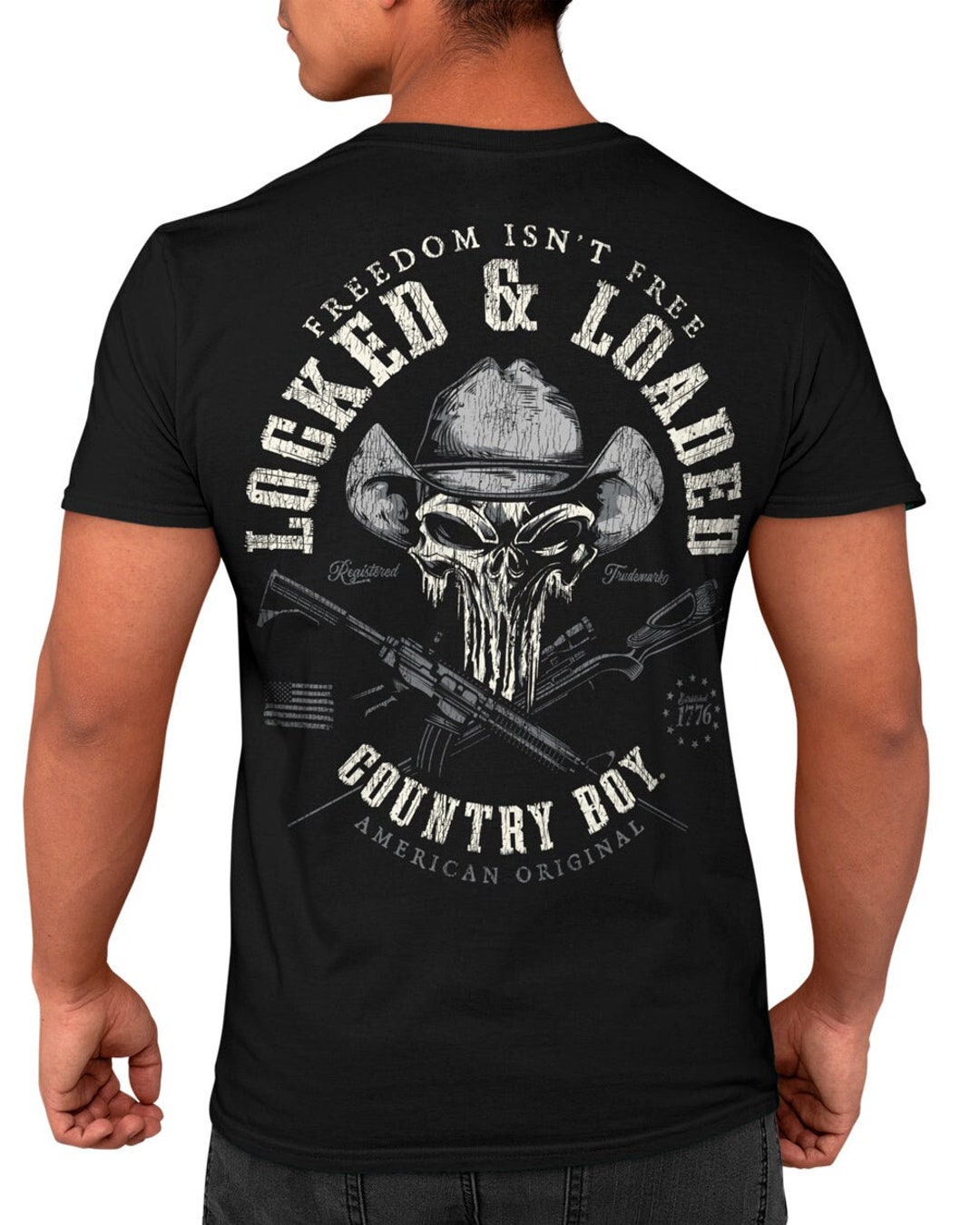 Locked & Loaded T-shirt, Country Boy® Freedom Isn't Free Tee, Men's 2nd Amendment Shirt, Skull ...