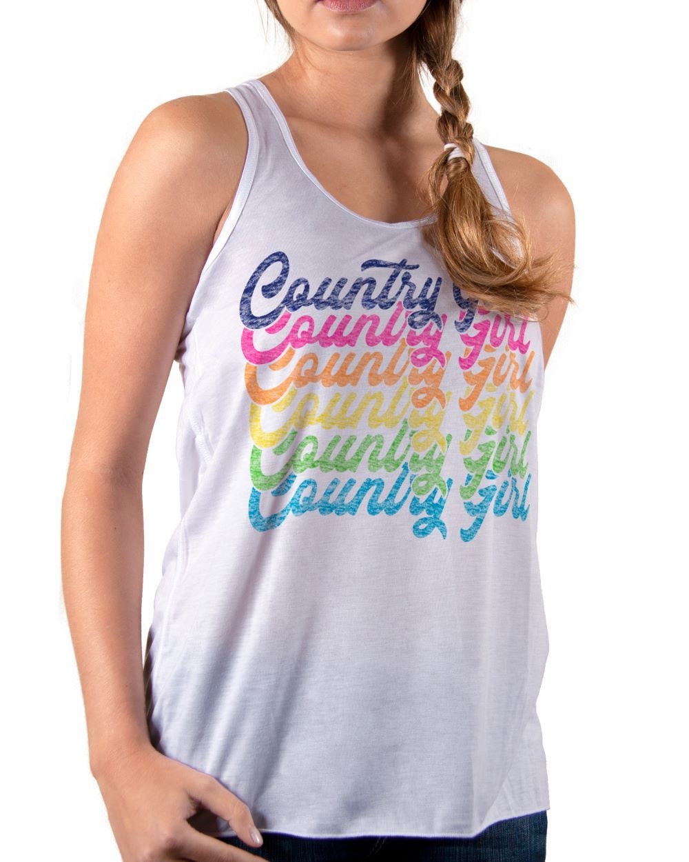 Country Girl® Tank Top, Women's Logo Flowy Racerback Tank Top, Colorful ...