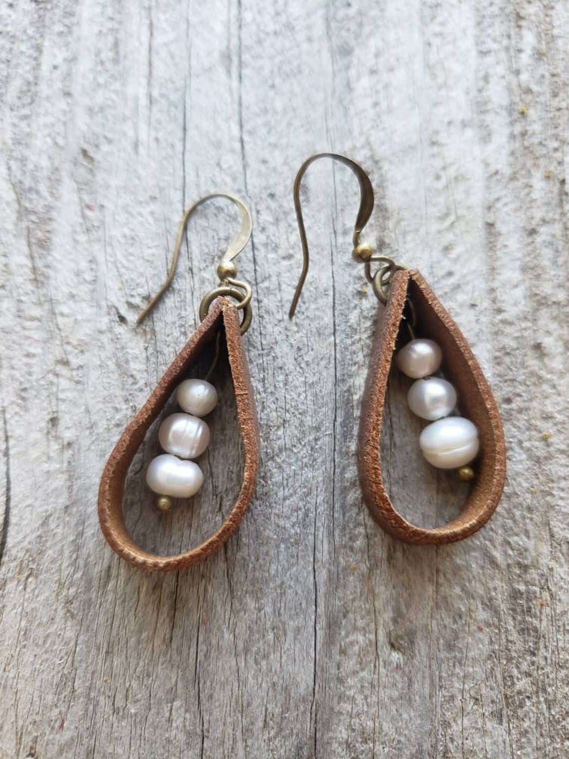 Handmade Leather + Freshwater Pearl Loops - "maggie" - Etsy