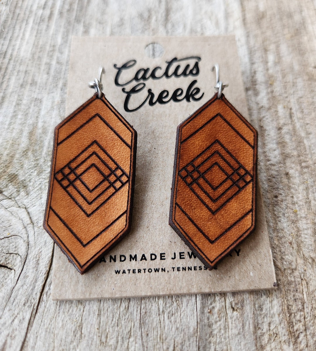 Tooled Leather Aztec Earrings - "dakota" - Etsy