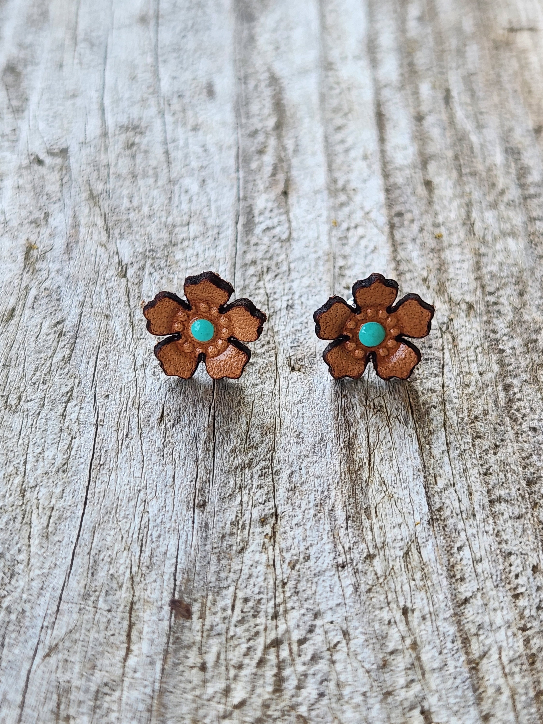 Handmade Leather "western Rose" Post Earrings - Etsy