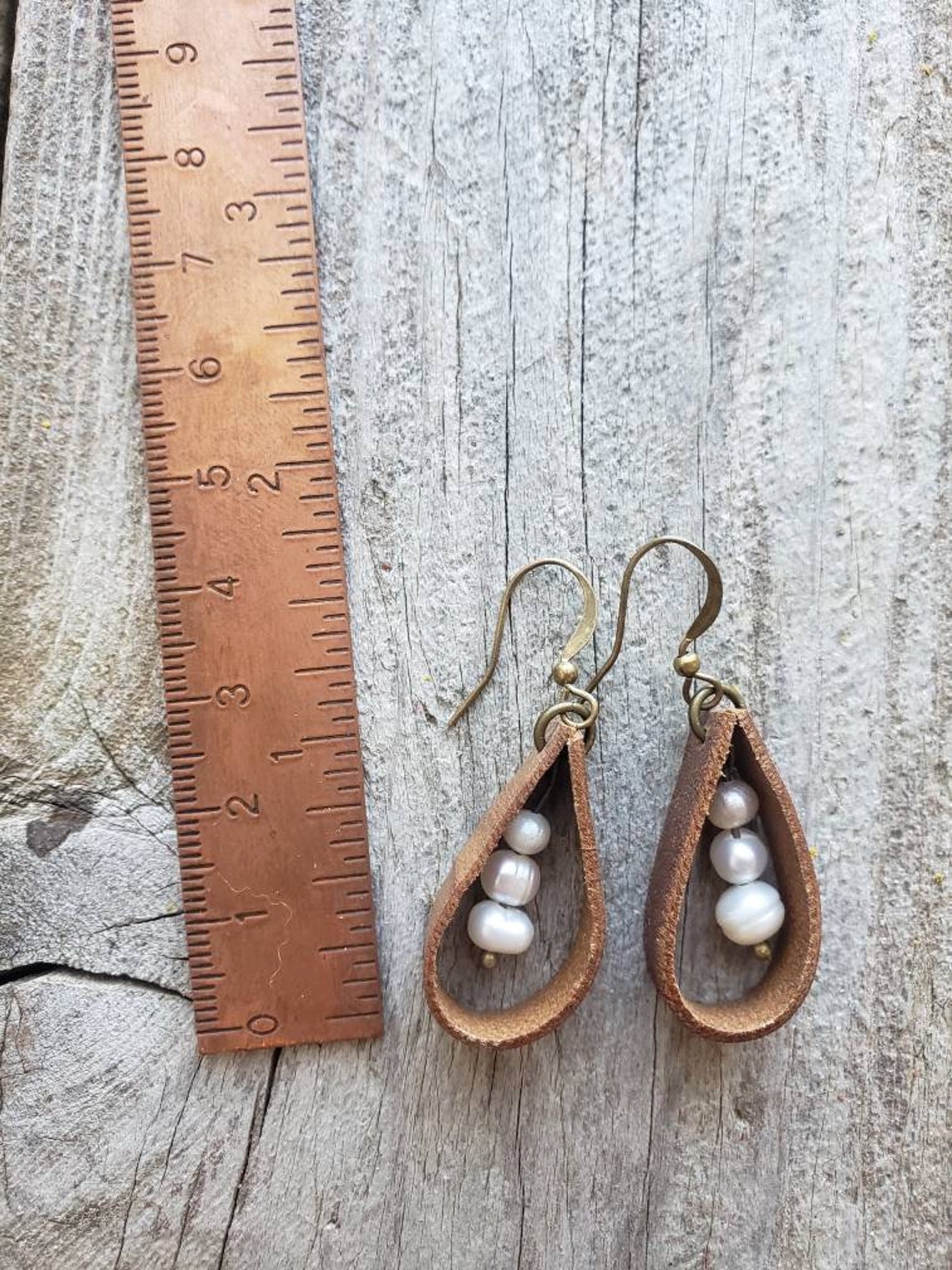 Handmade Leather + Freshwater Pearl Loops - "maggie" - Etsy