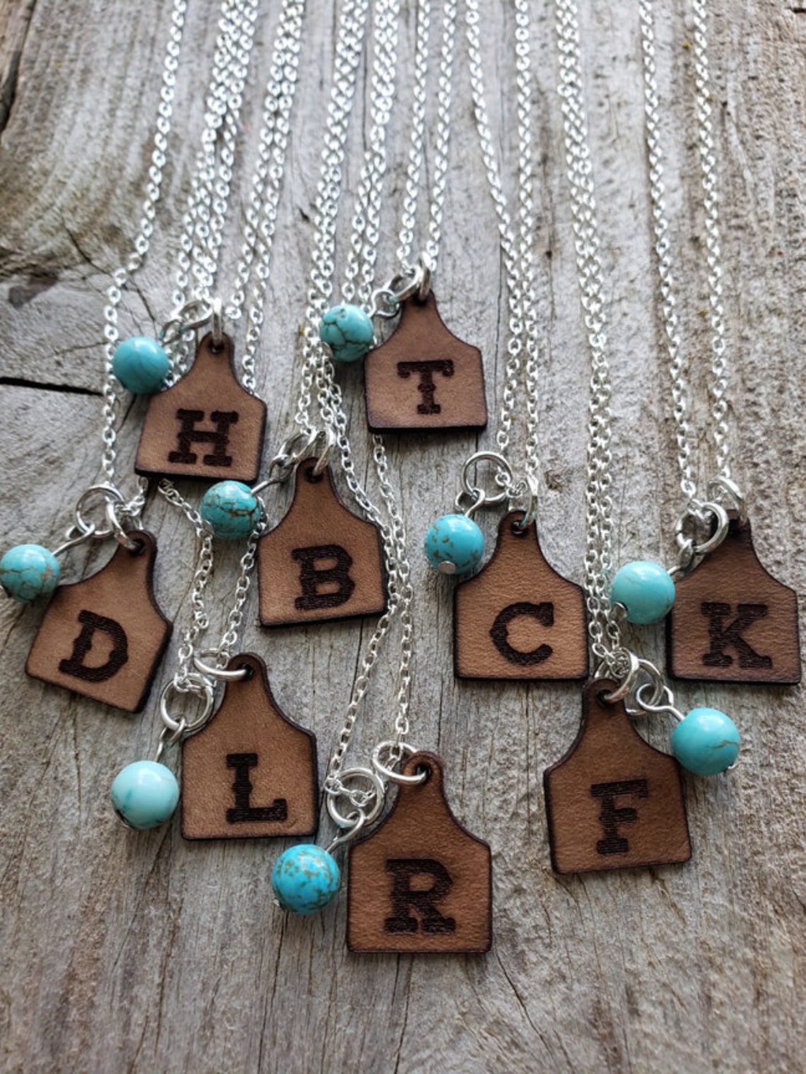 Leather Monogram Cattle Tag Necklace - Etsy
