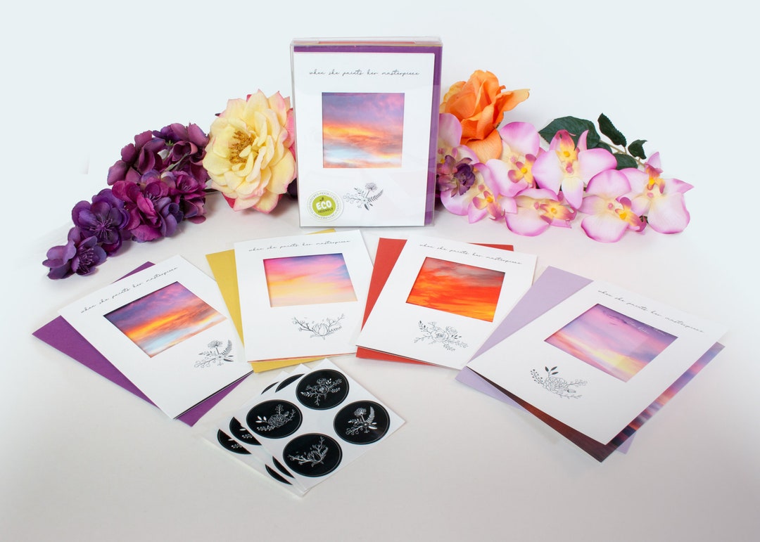 Sunset Design Blank Greeting Cards (inspirational Message Included ...