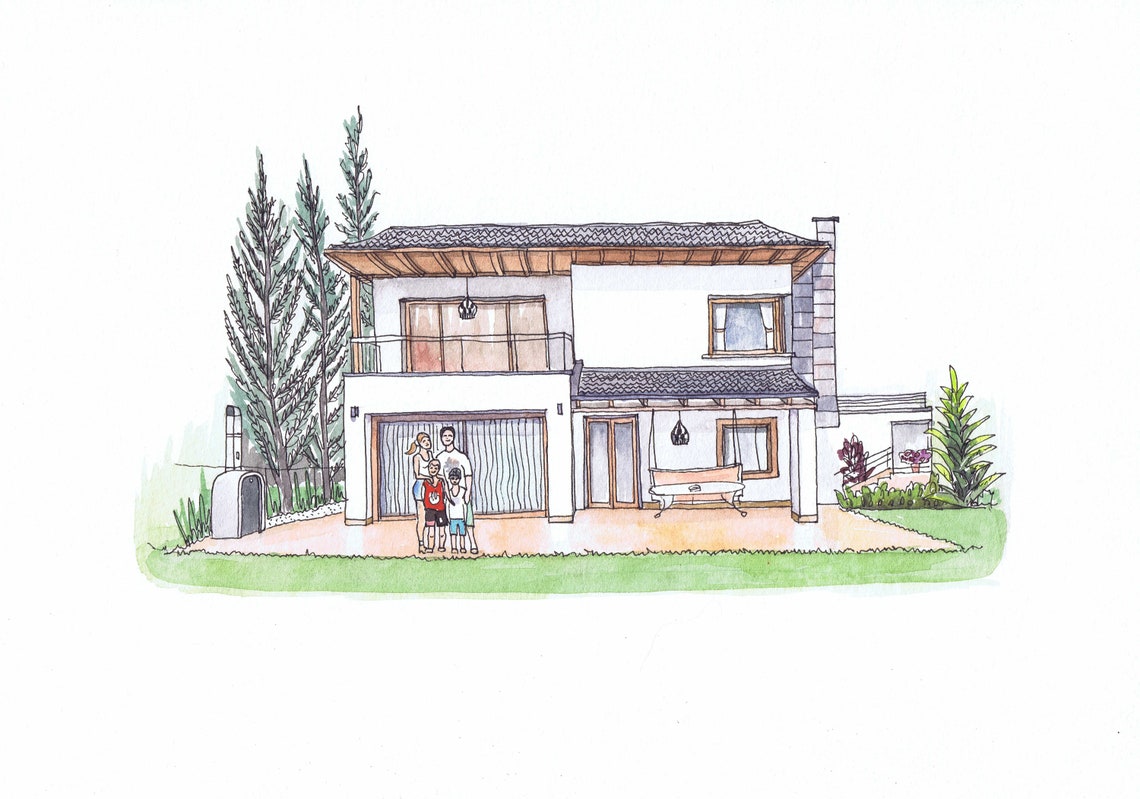 Custom House Portrait Custom Hand-drawn Hand-painted Home | Etsy