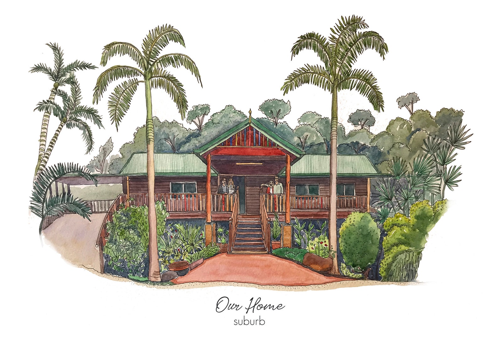 Custom House Portrait Custom Hand-drawn Hand-painted Home - Etsy