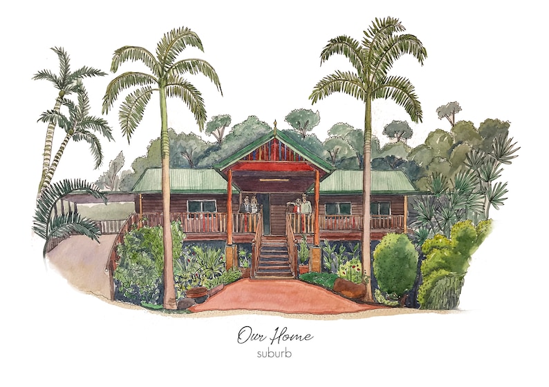 Custom House Portrait Custom Hand-drawn Hand-painted Home - Etsy