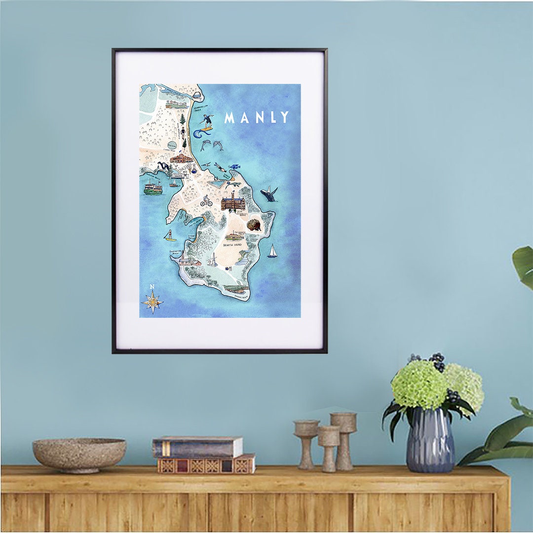 Sydney Map Print, Manly, Sydney Map Poster, Australia, Manly Map Print ...