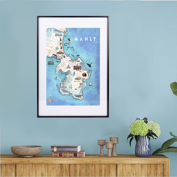 Sydney Map Print Manly Sydney Map Poster Australia Manly - Etsy