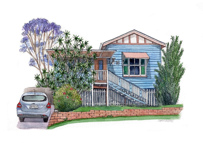 Custom House Portrait Custom Hand-drawn Hand-painted Home - Etsy