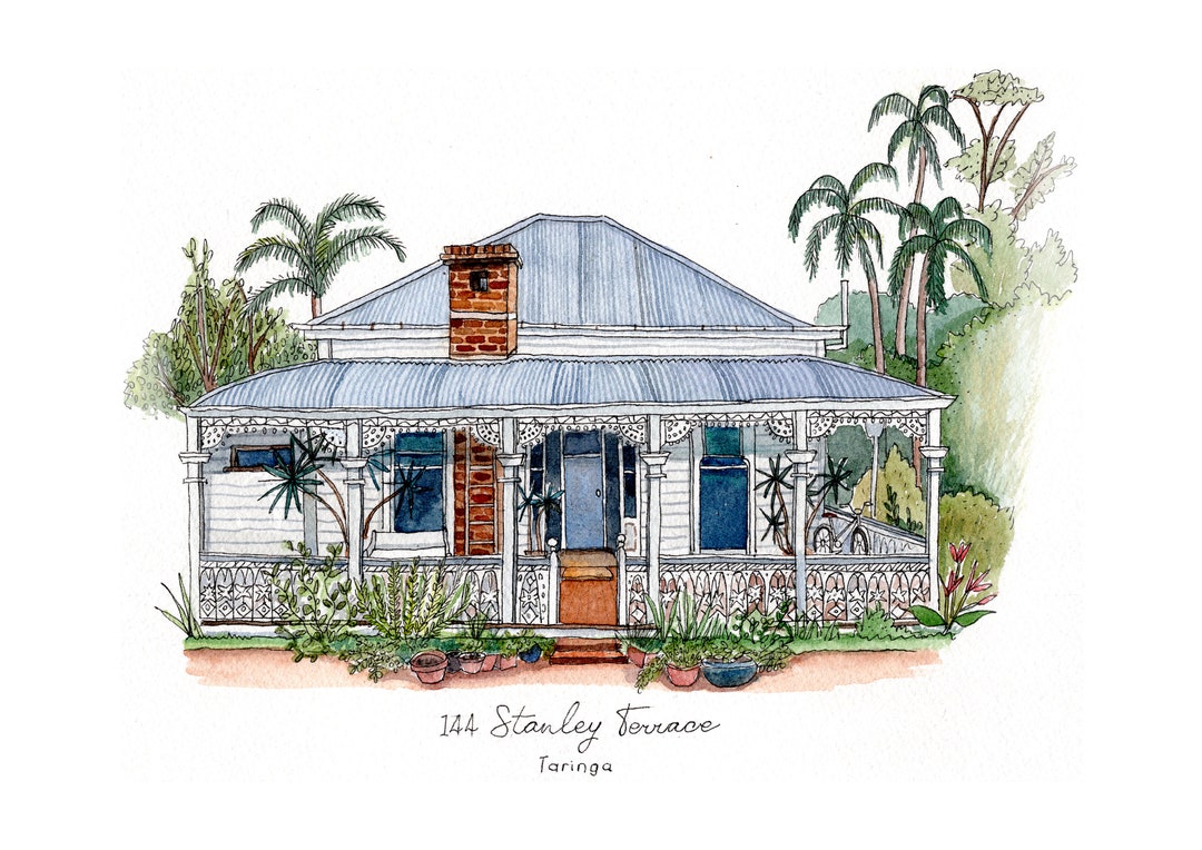 Custom House Portrait Custom Hand-drawn Hand-painted Home - Etsy