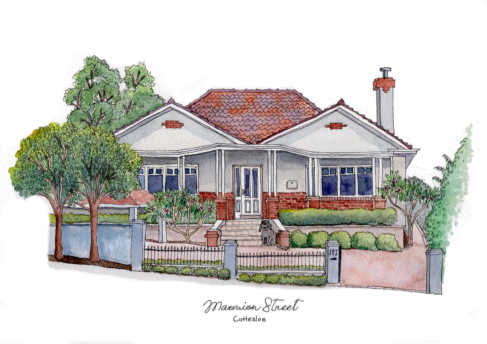 Custom House Portrait Custom Hand-drawn Hand-painted Home - Etsy