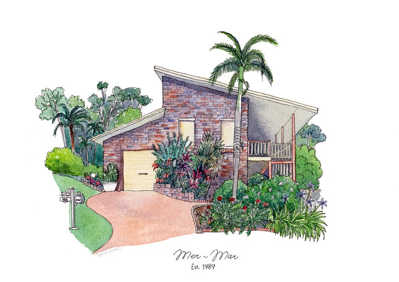 Custom House Portrait Custom Hand-drawn Hand-painted Home - Etsy