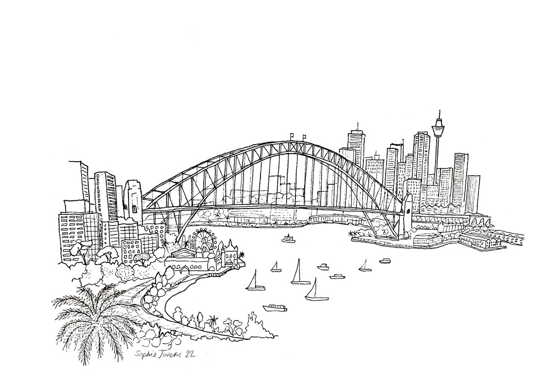 Sydney Watercolour Painting -print, "sydney Harbour Bridge", Sydney ...
