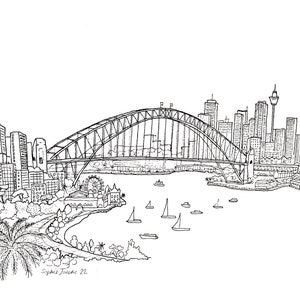 Sydney Watercolour Painting -print, "sydney Harbour Bridge", Sydney ...