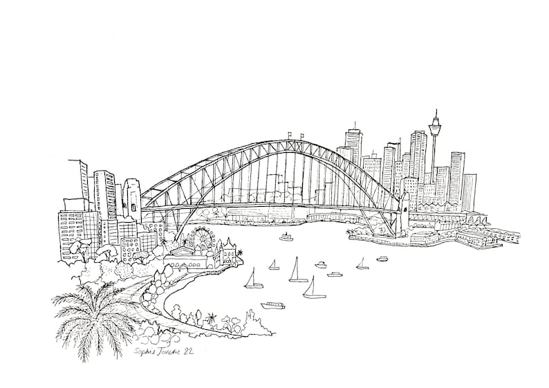 Sydney Watercolour Painting -print, "sydney Harbour Bridge", Sydney ...