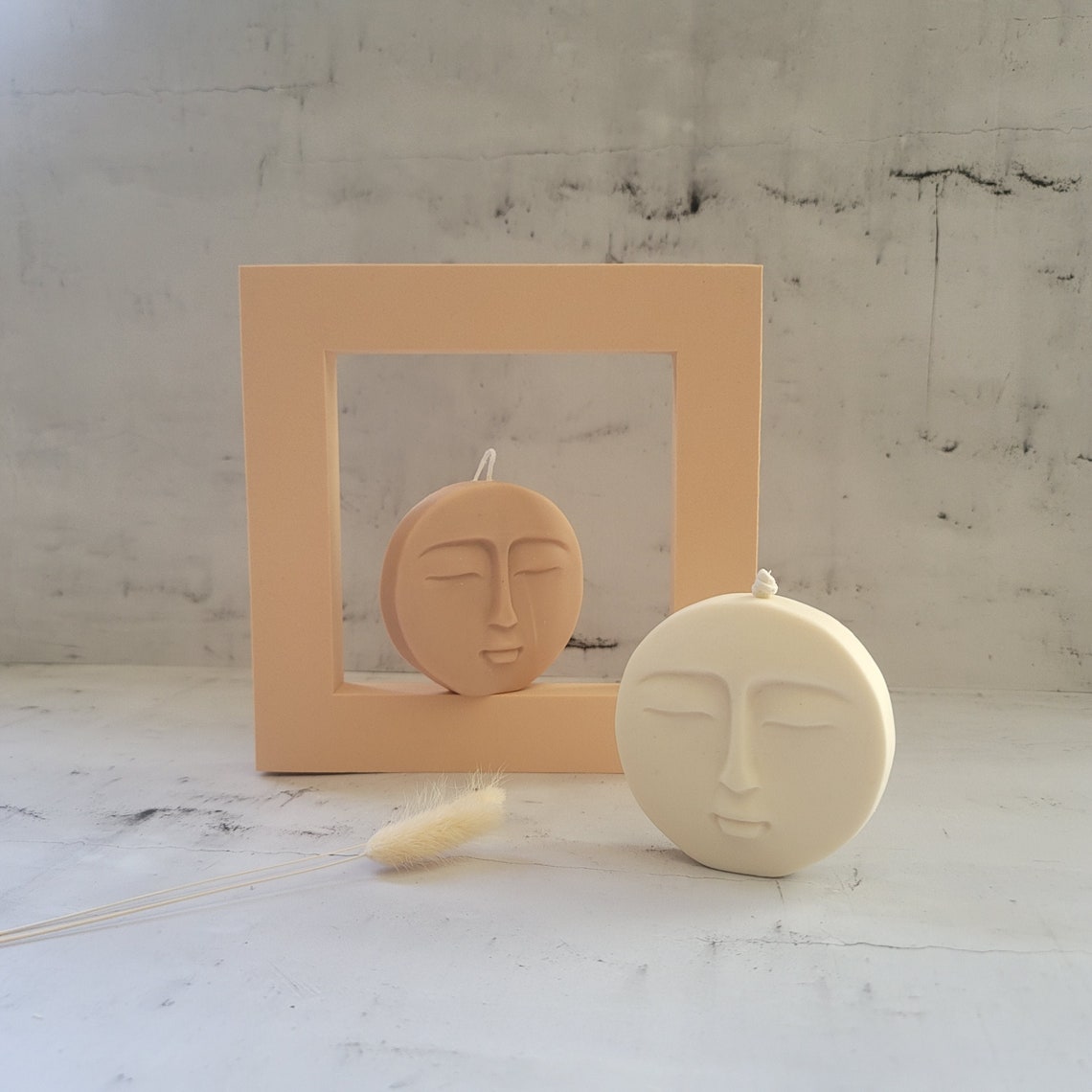 Scented Abstract Large Face Candle/ Luna Moon Candle Gift Set/la Luna ...