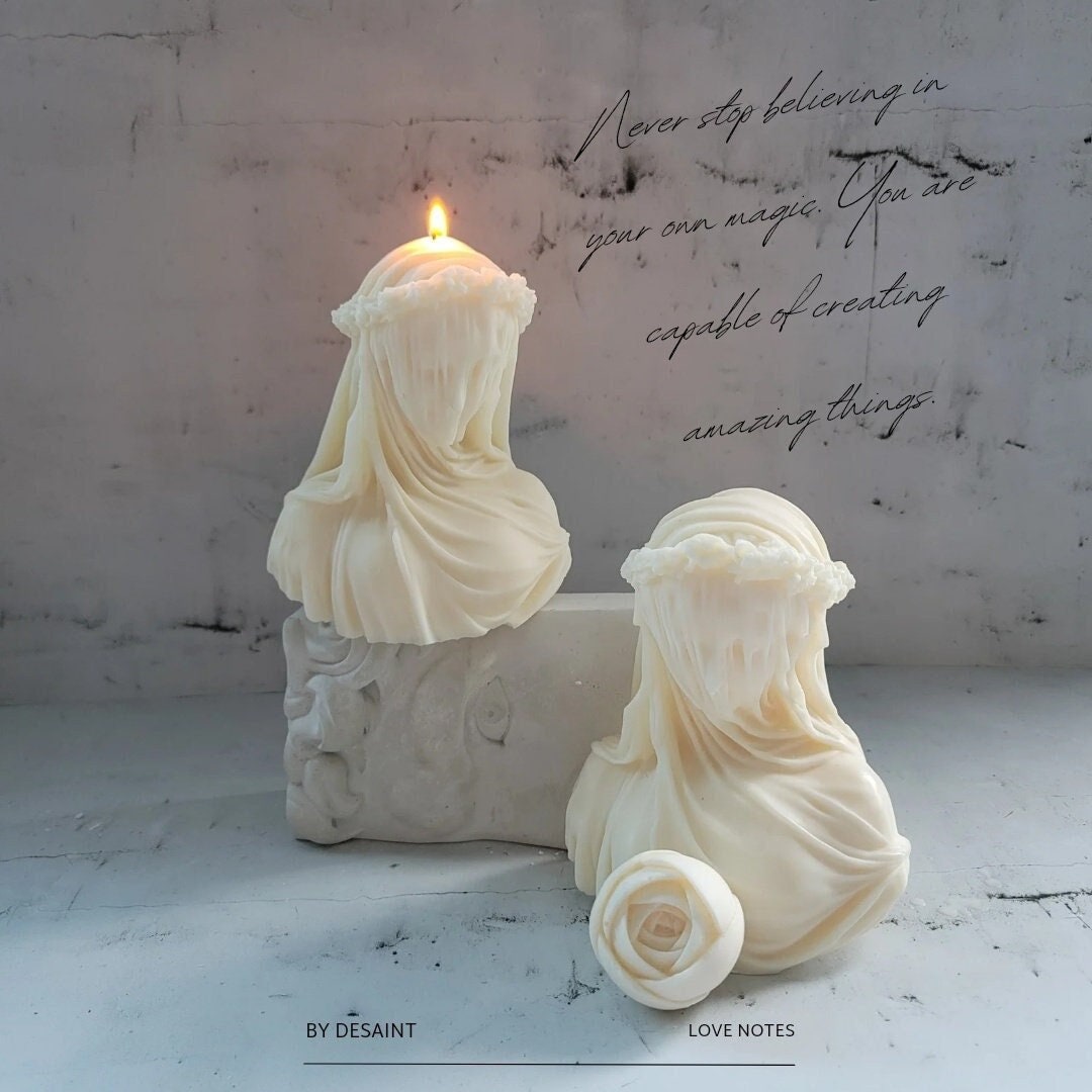 Large Veiled Lady Bust Candle/european Home Decoration/sculpture Candle ...