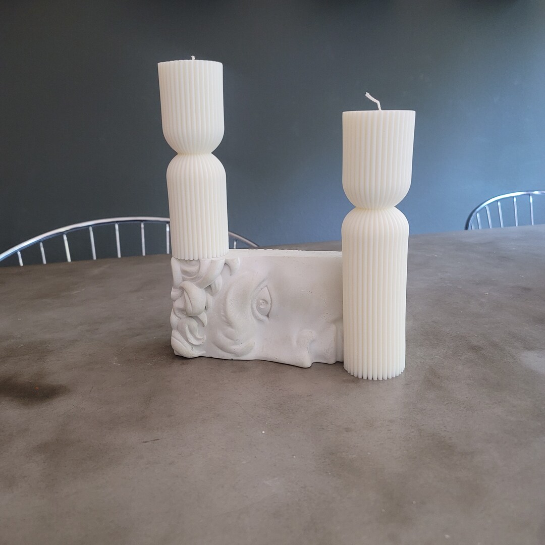 Tall Ribbed Pillar Candle/big Cylindrical Tall Pillar/aesthetic Twist ...