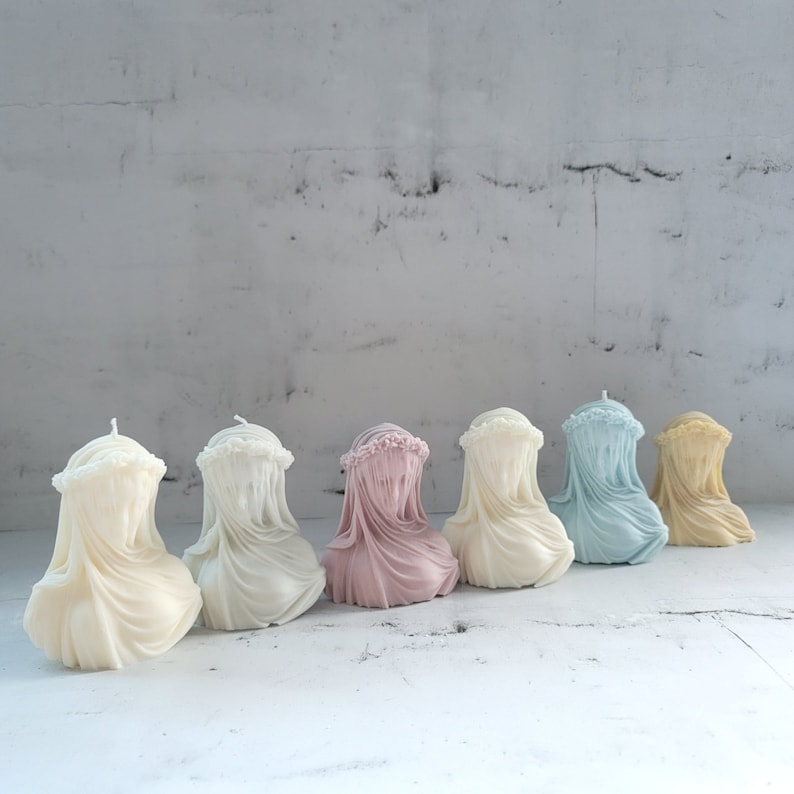 Large Veiled Lady Bust Candle/european Home Decoration/sculpture Candle ...
