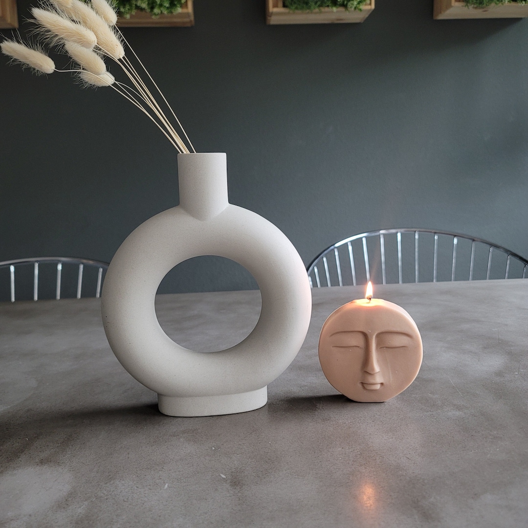 Scented Abstract Large Face Candle/ Luna Moon Candle Gift Set/la Luna ...