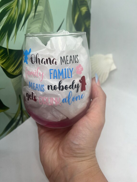 Lilo & Stitch Themed Wine Glass Stitch Wine Glass Ohana - Etsy