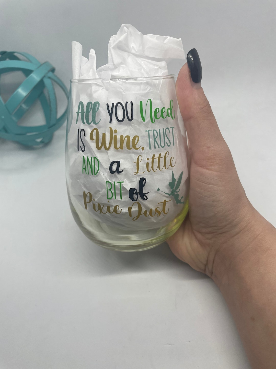 Tinker Bell Themed Wine Glass| Disney Tinkerbell| Fairy Gift| Disney ...