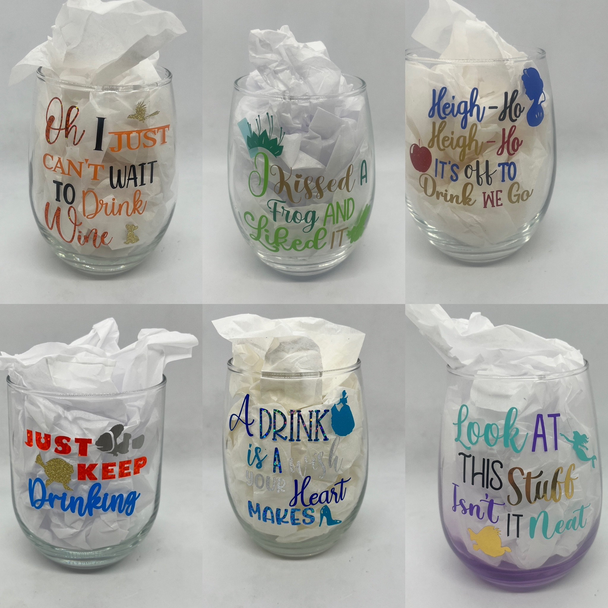 Disney Themed Wine Glass Set Disney Lover Gift Princess Wine - Etsy