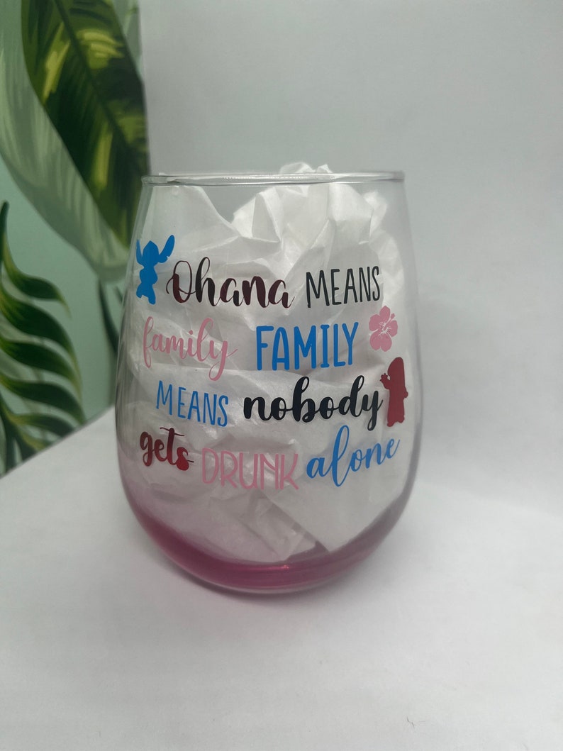 Lilo & Stitch Themed Wine Glass| Stitch Wine Glass| Ohana Gift| Disney ...