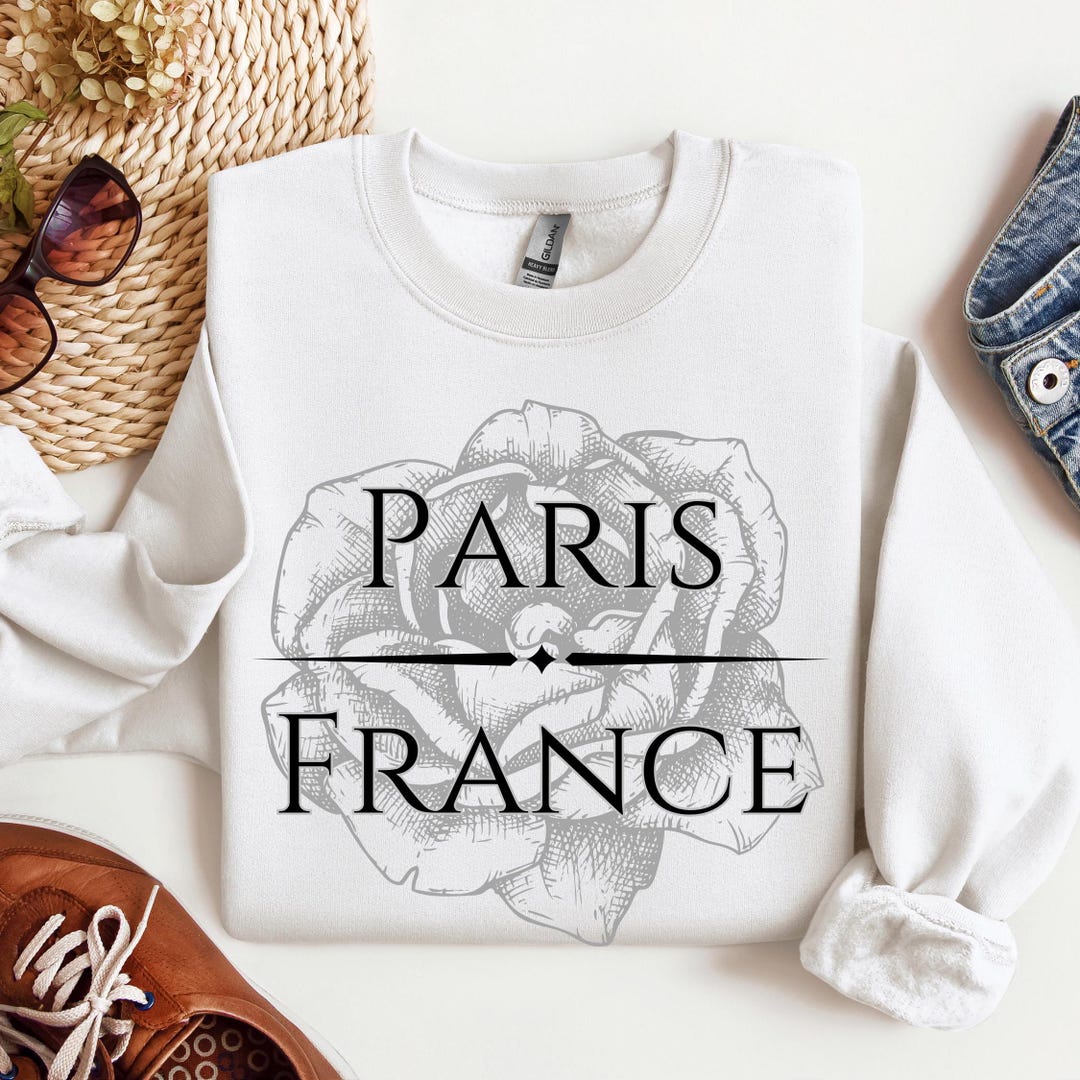 French Floral Paris France Sweatshirt, Women's Fashion Top, Crewneck ...