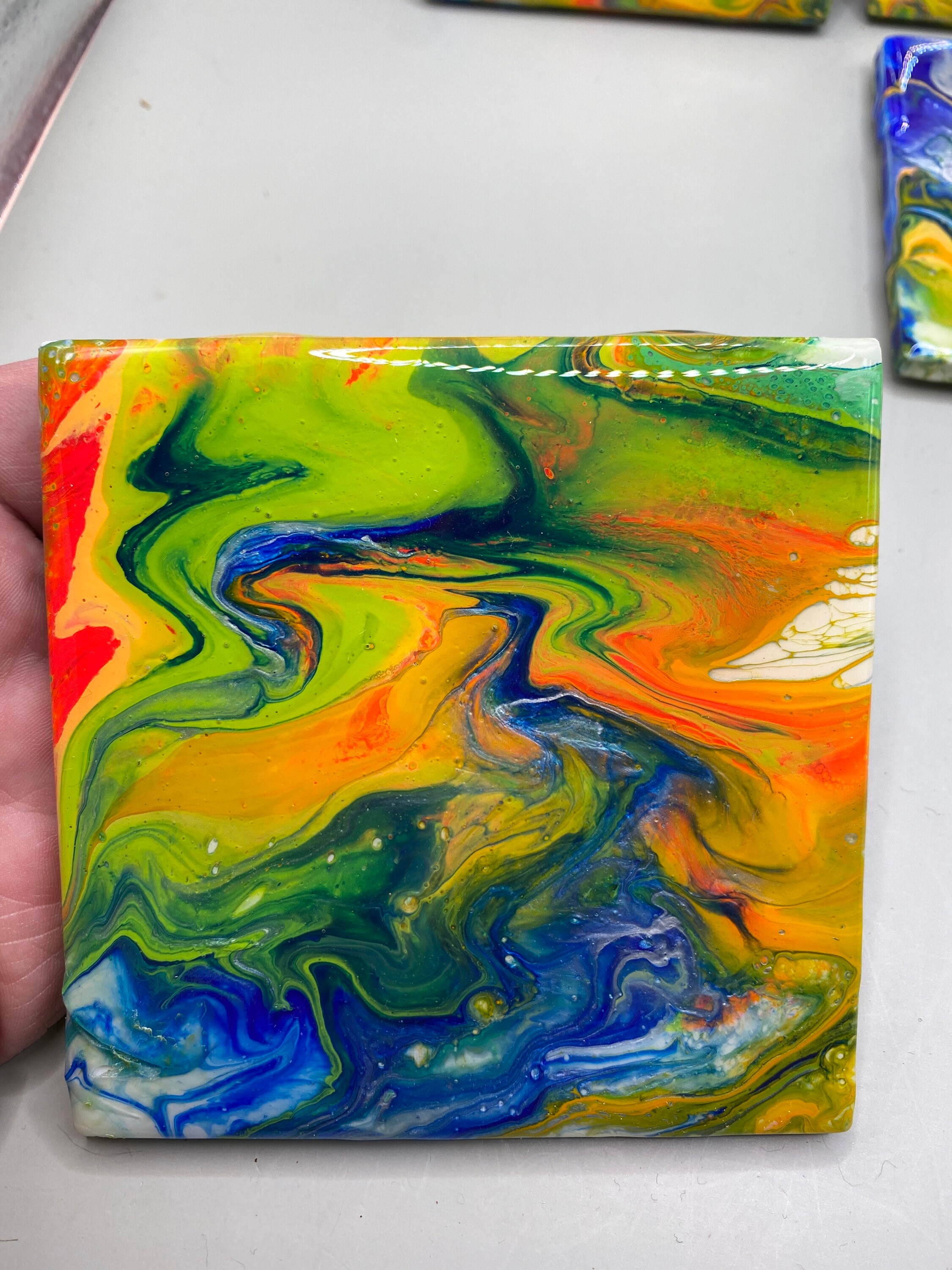 Acrylic Pour Fluid Painted Drink Coasters. Set of 4 - Etsy