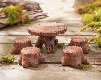 Handmade Fairy Garden Primitive Miniature Table and Chairs, Fairy and ...
