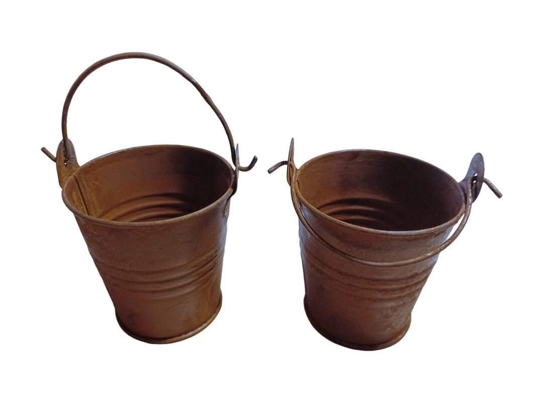 Mini 2.25" Rusty Metal Pails - Set of 2 - Great for Crafting - Etsy