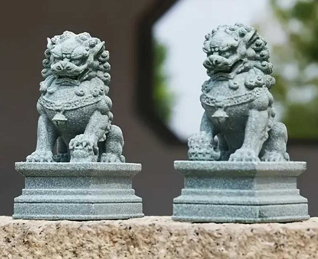 Miniature Dollhouse Fairy Garden 1.75" Zen Foo Dogs - Set of 2 - Etsy