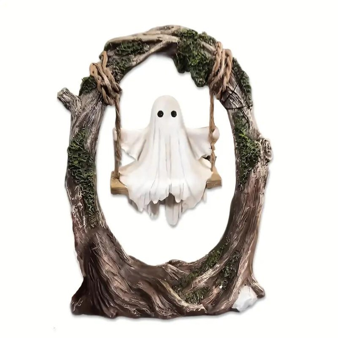 Miniature Fairy Garden Halloween Tree Swing Ghost - Etsy
