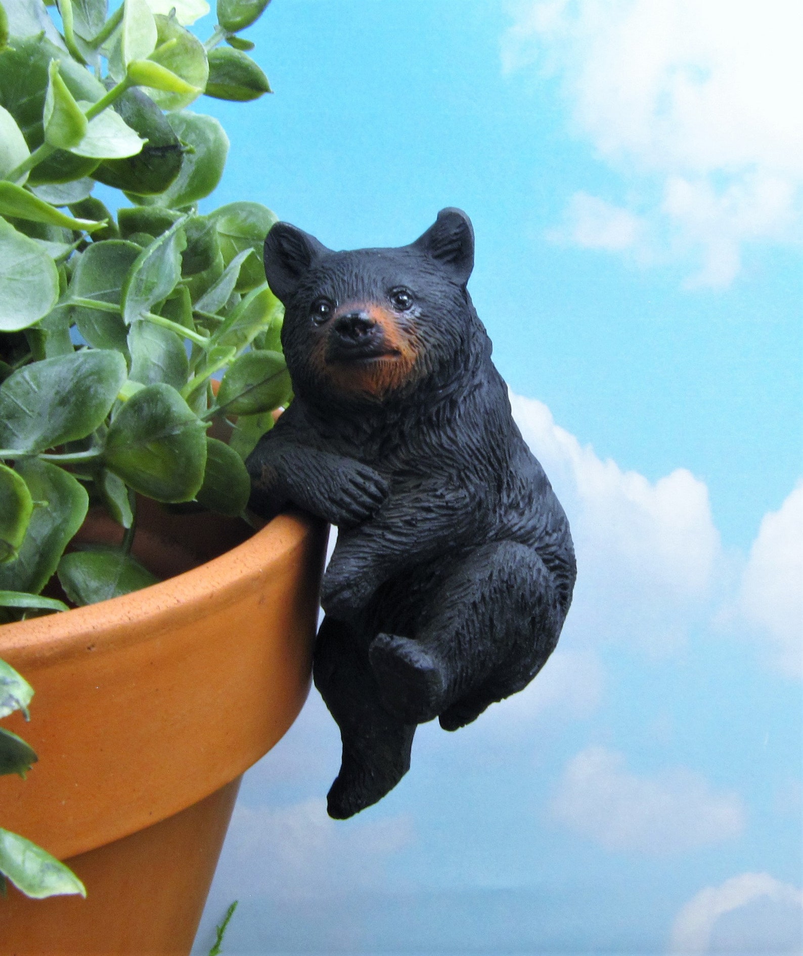 Miniature Fairy Garden Black Bear Flower Pot Hugger - Etsy