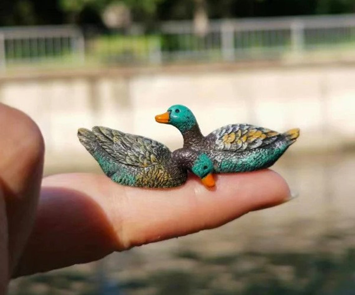 Miniature Dollhouse Fairy Garden Set of 2 Tiny Mallard Ducks - Etsy